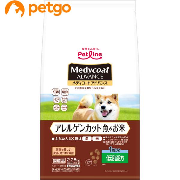●1歳からの肥満傾向の愛犬や避妊・去勢した愛犬の健康維持に配慮し、脂肪分とカロリーを調整。<br><br>●主なたんぱく源を魚とお米に限定することで、食物アレルギーに配慮。<br>●皮膚や被毛の健康を維持...