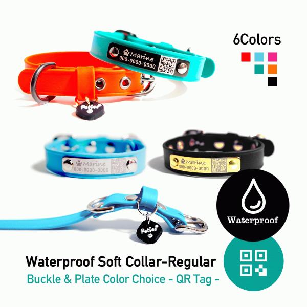 防水 首輪 犬 Biothane 衛生的 迷子札 ネームプレート QRコード 中型犬 小型犬 オーダーメイド 名入れ おしゃれ 名前入り 上品柔らかくしなやかなソフト素材を使用した軽量な防水首輪です。QRコードからペットプロフィールへアクセ...