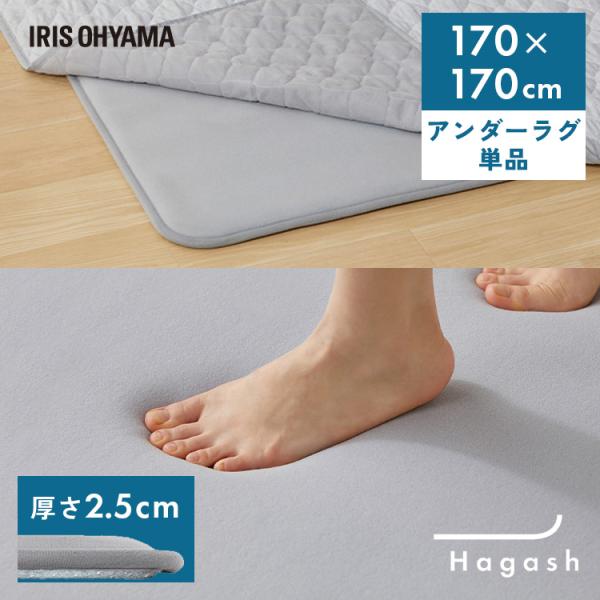 （検索用：ラグ パッド 下敷き 2畳用 厚手 カーペット ラグマット 滑り止め 高反発 ズレにくい 防ダニ 防音 ホットカーペット対応 床暖房対応 オールシーズン 一人暮らし ハガッシュ Hagash 約170×170cm アンダーラグ 4...