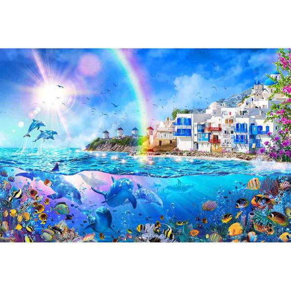 （検索用：ジグソーパズル 1000ピース 50×75cm ラッセン イルカ ミコノス イラスト 魚 虹 晴天 Yanoman 4979817134894）●翌日優良配送対象商品につきまして●下記の場合は対象外となります。・13時以降(休業日...