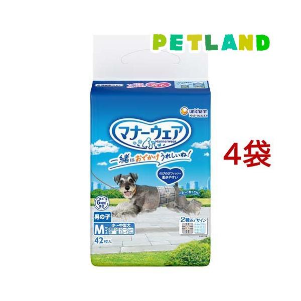 マナーウェア 男の子用 M トラッドテイスト 犬用 おむつ ユニチャーム(マナーウェア 犬用 おむつ 男の子用 Mサイズ 小型犬用 中型犬用 42枚 おしっこ 生理 介護用 ペット用品 ユニ・チャームペット)/犬用品/ブランド：マナーウエア...