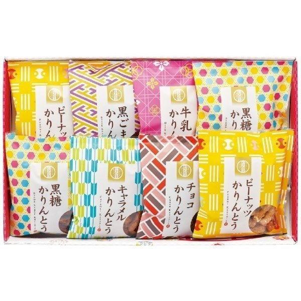 ◆かりんとう詰合せ【商品詳細】 ・内容：黒糖かりんとう　45g×2、ピーナッツかりんとう　45g×2、　黒ごまかりんとう、牛乳かりんとう、チョコかりんとう、キャラメルかりんとう　×各45g・箱サイズ：235×370×55ｍm・定価：税抜価格...