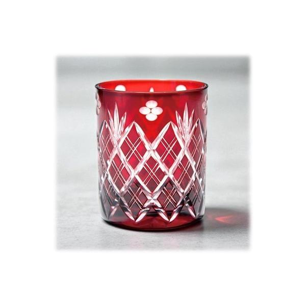 ◆小花剣矢来紋　ロックグラス　【0223527】【商品情報】・内容：ロックグラス　×1個・サイズ：直径 7.5×高さ 9cm / 250ml　・材質：色被せ無鉛ガラス・カラー：赤・箱入：120×120×110mm・日本製 【商品についてのご...