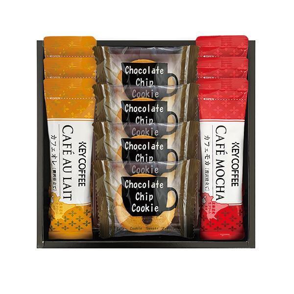 ◆キーコーヒー　スティックコーヒー カフェタイムセット 【KSM-07】 【商品詳細】●商品内容：チョコチップクッキー×4、　キーコーヒーカフェオレスティック×3、キーコーヒーカフェモカスティック×3●化粧箱サイズ:188×196×38mm...