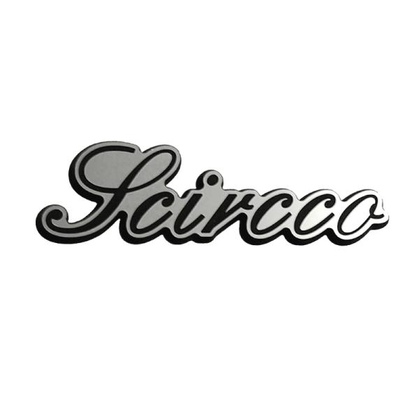 DMMC　オリジナルエンブレムシリーズ！「Scirocco」内外装問わず使用出来る、耐久性のある特殊ABS樹脂を使用しております。正面はクロームメッキです。裏面には両面テープをセットしております。ステッカーよりワンランク上の上質なエンブレム...
