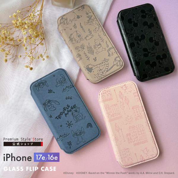 ディズニーキャラクターデザインの iPhone16e iPhone17e 対応 ガラスフリップケースです。風合い良い上質なPUレザー素材のカバーで、スタイリッシュなラウンドデザイン。MIL規格(MIL-STD-810G)の2項目、落下・振動...