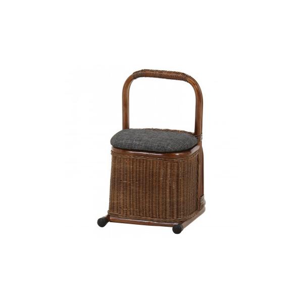 立ち座りをサポートするラタンの収納付きつかまりステッキです。