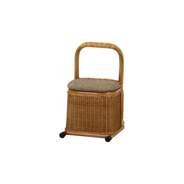 立ち座りをサポートするラタンの収納付きつかまりステッキです。