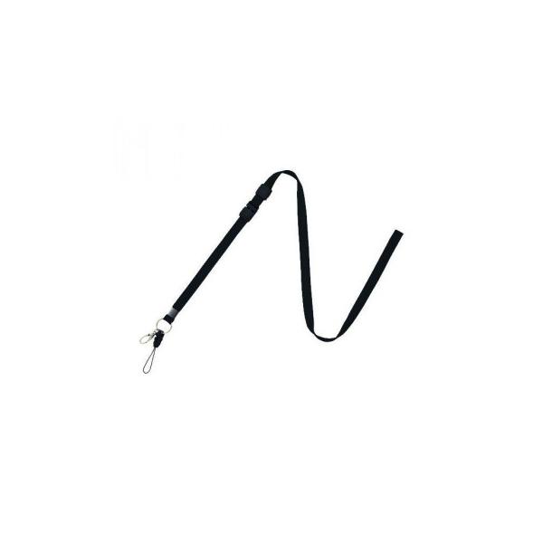 長さ900mm〜最長1600mmまで使用できる幅広15mmのロングストラップ。金属フック付で名札用ケースや鍵などが付けられます。脱着パーツ付でハンディーターミナル等がワンタッチで脱着できます。安全装置・長さ調整付。