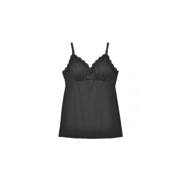 授乳機能は、ストラップオープンとクロスオープンの2通り可能。取り外し可能なカップ付きです。アンダーはフロント部分にゴムが入り、ストラップの丈調節も可能なのでボディにやさしくフィット。臨月も安心な着丈で、ボトムインにも快適なすっきりシルエット...