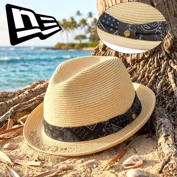 NEW ERA ニューエラ ストロー ハット ペーパー ハット 麦わら帽子 中折れ ハットキャップ 帽子 メンズ 男性グラフィックバンドと軽やかな素材感が調和した、春夏らしい佇まいのペーパーハット。・シーズングラフィックをバンド部分にあしら...