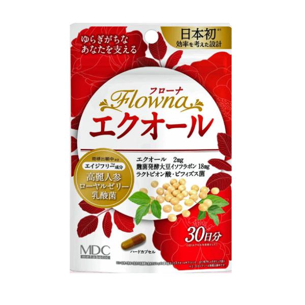 【ゆらぎがちな女性のためのサプリメント】年齢とともにゆらぎがちな女性のために「フローナ エクオール」は生きた乳酸菌と生きたビフィズス菌、オリゴ糖の一種「ラクトビオン酸」、「麹菌発酵大豆イソフラボン」を配合して、体内環境をサポートします。「フ...