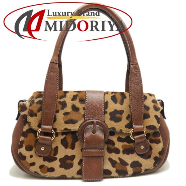 ■商品情報取扱店舗：新富町店 (TEL049-229-2700)状態：中古ABランク素材：ハラコ色：レオパード / ゴールド金具サイズ：W30cm×H18cm×D10cm開閉：マグネット式付属品：なし備考：※自社クリーニング済み。[外・表面...