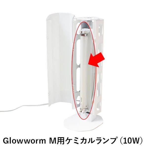 光化学作用と蛍光作用のある近紫外線(ピーク波長352nm)を効率よく放射するランプで、わずかに可視光も放射しています。多くの夜行性昆虫は近紫外線に敏感なため、捕虫器用光源としてご使用いただけます。