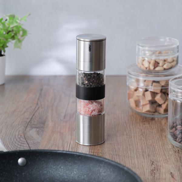 ※食器洗浄機:不可サイズ:φ5×H18.2cm重量:209g材質:ステンレス、アクリル、 セラミック、樹脂生産国:中国関連キーワード:ペッパー ソルト ミル 手動 ツイン 両方 ２種類 岩塩 コショウ 胡椒 挽き アイティー インターナショ...