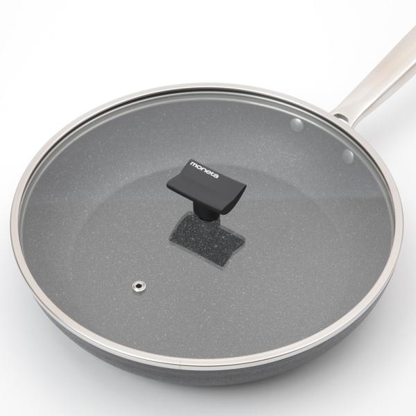 食器洗浄機:可サイズ:φ26cm重量:680g材質:強化ガラス、ステンレススチール、フェノール樹脂生産国:中国関連キーワード:鍋蓋 フライパン moneta モネータ フタ