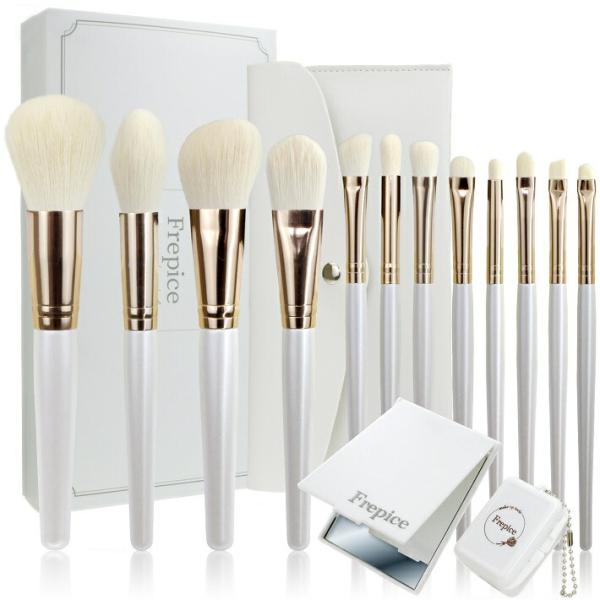 【12本だから叶う】ベースメイク用から細かいアイメイク、口元までを全てカバーできるセットです。幅広くのばす＆色をのせる、細かく色味を足す、一部を濃くする、ラインを引く、が自由に叶うセットです。【粉含みのよい毛質とお手入れがしやすい毛】人工毛...