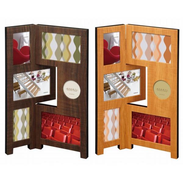 「L判」を3枚と「ミニサイズ」を3枚飾ることができます各サイズの詳細は下記、寸法表をご確認下さい。木目調仕上げのパーテーションフレームです。（木製ではございませんのでご注意下さい）『ダークブラウン（濃茶）』『ライトブラウン（薄茶）』からお選...