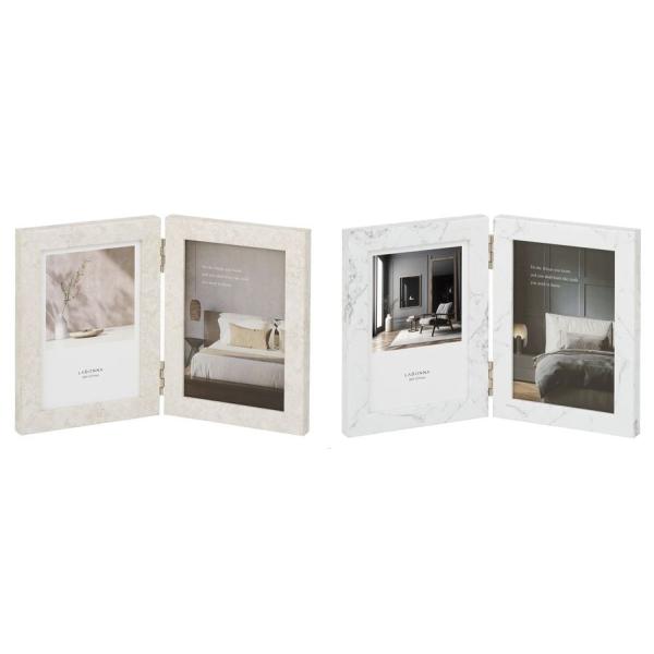 「L判」を2枚、飾ることができます。サイズの詳細は下記、寸法表をご確認下さい。シンプルながら高級感が漂う大理石調フォトフレームです。（大理石ではありませんのでご注意ください）直線が目を引くスタイリッシュなデザインが上質な空間を演出します。温...