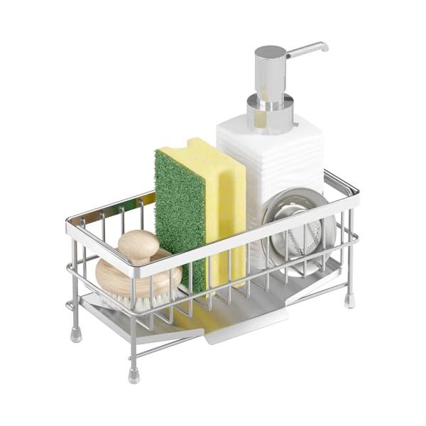 【頑丈な18-8ステンレス】PAVSTINEのキッチンスポンジラックは、耐久性に優れた18-8ステンレス鋼を採用。防錆性、耐腐食性、耐熱性に優れ、キッチンの湿った環境でも錆びず、長期間使用できます。【取り外し可能な排水トレイ】傾斜構造の水切...