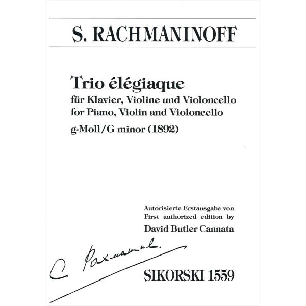ピアノ 楽譜 ラフマニノフ | 悲しみの三重奏曲 ト短調 | Trio elegiaque G minor (1892) | for piano, violin and violincello※ピアノ、ヴァイオリン、チェロの演奏パート譜セッ...