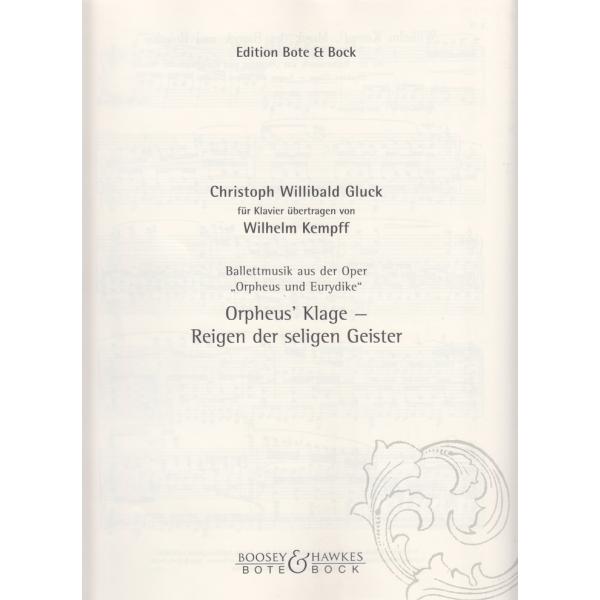 ピアノ 楽譜 グルック　ケンプ | 精霊の踊り (W.ケンプによるソロ編曲) | Orpheus' Klage - Reigen der seligen Geister [Kempff]