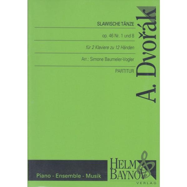 ピアノ 楽譜 ドヴォルジャーク | スラブ舞曲　作品46-1＆8　(2台12手編曲) | Slavish Dances Op.46-1＆8 | 総譜(第1、第2ピアノが両方載っている楽譜)と第1ピアノ譜、第2ピアノ譜のセット、さらに6人分の...