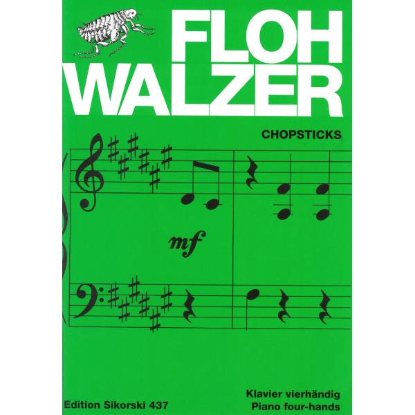 ピアノ 楽譜 作者不明 | ノミのワルツ (1台4手編曲  邦題：ねこふんじゃった） | Floh Walzer(1P4H) | 日本では「ねこふんじゃった」というタイトルでおなじみのこの曲ですが、ドイツでは「ノミのワルツ」と呼ばれ親しまれ...