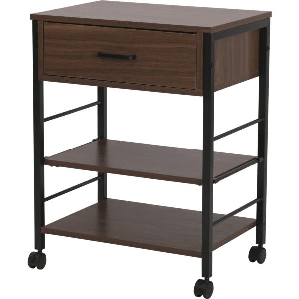 引き出しが1杯付いているので、カトラリーなどのキッチンで使う小物を収納することもできます。キッチン収納としてだけでなく、デスクサイドに置いてデスクワゴンとしてや、日々使うメイク道具などを収納してコスメワゴンとしても。