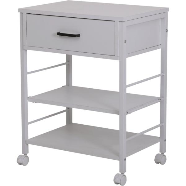 引き出しが1杯付いているので、カトラリーなどのキッチンで使う小物を収納することもできます。キッチン収納としてだけでなく、デスクサイドに置いてデスクワゴンとしてや、日々使うメイク道具などを収納してコスメワゴンとしても。