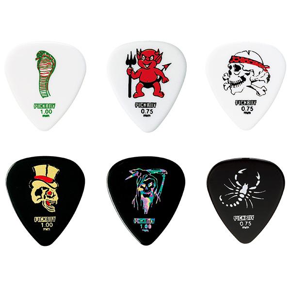 ピックボーイ　オリジナルデザイン　ヘビーメタルセルテックスPICKBOYオリジナル素材。非常に軽く、粘り気があり、削れにくいのが特徴。タッチは意外と柔らかく、中音〜高音域に最適です。形状：ティアドロップ材質：セルテックス厚さ：0.75mm,...