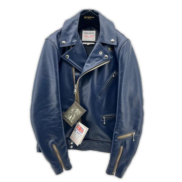 【商品名】ジャケット ライダースジャケット 【程度】程度A【対象】メンズ【色】ネイビー【サイズ】SIZE 38【素材】ホースハイド【付属品】ハンガー付き【計測サイズ】・肩幅：約43cm・着丈：約61.5cm・身幅：約53cm・袖丈：約63c...