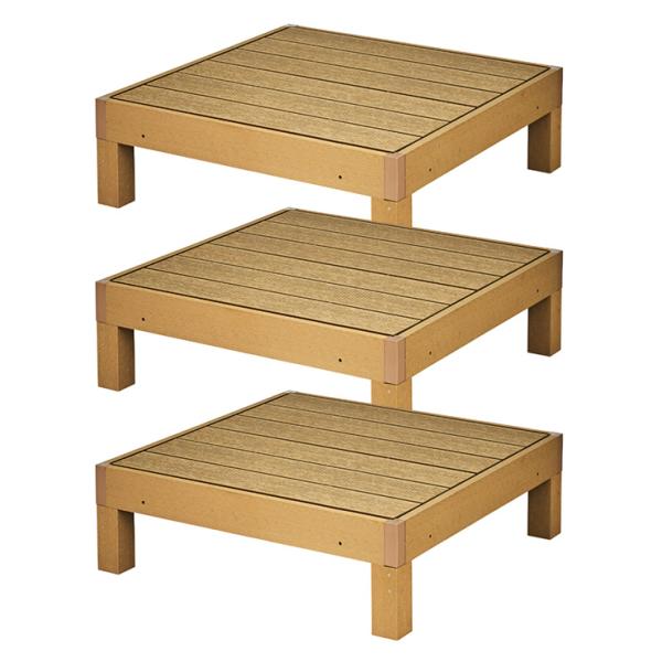 ※こちらはデッキ本体3個セットの商品ページです。※こちらの商品はお客様組み立てとなります。※組み立て方や若干の個体差によって、表記サイズと完成形のサイズに多少の誤差が生じる場合がございます。予めご了承ください。※傾斜やバランスの悪い場所への...