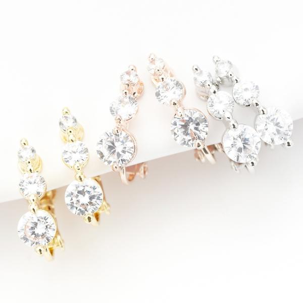 イヤリング 痛くない IMFスプリング トリロジー ニッケルフリー キュービックジルコニア 上品 デイリー シンプル素材:真鍮製(ロジウムコーティング、ゴールドコーティング、ピンクゴールドコーティング)ニッケルフリーキュービックジルコニアI...