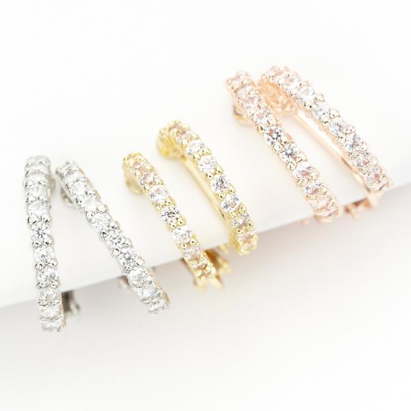 イヤリング 痛くない IMFスプリング シンプル G型フープ ニッケルフリー キュービックジルコニア デイリー 華奢素材:真鍮製(ロジウムコーティング、ゴールドコーティング、ピンクゴールドコーティング)ニッケルフリーキュービックジルコニアI...