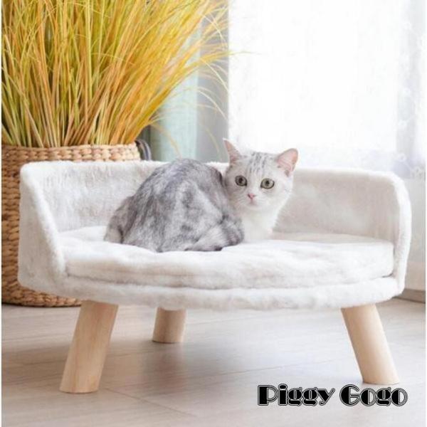 ▼ペット用木製ベッド　主材：天然木カバー：ポリエステルカラー： ホワイトサイズ：S*35*30CMM:50*50*30CM天然木床板は通気性を考えたスノコ仕様丸脚を外しての使用も可能組み立て式生産国：中国