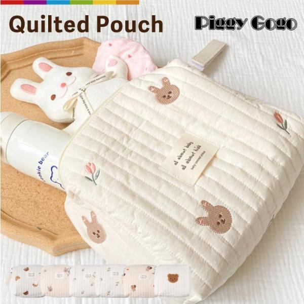 可愛い刺繍入りのおむつポーチ。 オムツだけでなく衣類や赤ちゃんに必要なグッズを入れて持ち歩けます。 肌触りが優しいコットン素材を使用しています。 持ち手に面ファスナーが付いているのでフックに掛けるだけでなくベビーカーのハンドル部分に巻きつけ...