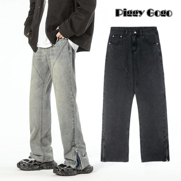 ジーンズ メンズ きれいめ デニムパンツ ロングパンツ ボトムス 秋服 秋物 裾にファスナー付き ウォッシュ[素材]綿混[原産国] 中国※イメージ画像にて使用しています飾りなどは含みません。※画像の商品はサンプルです。実際の商品とは仕様?加...