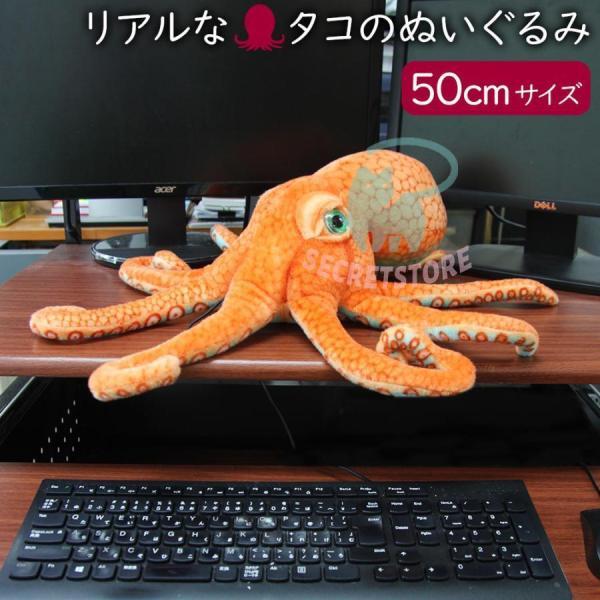 サイズ：50cm 、80cm　本物のようなタコのぬいぐるみ。ギョロっとした目で威嚇！