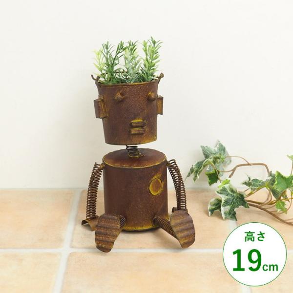 ●メタルロボプランター 小●お部屋やガーデンをおしゃれに演出するブリキプランターです。多肉植物やエアプランツ、フェイクグリーンなどの鉢カバーにぴったり！サイズ違いで一緒に飾るのもおすすめです。●首はバネになっているので、ちょっと触るだけでロ...