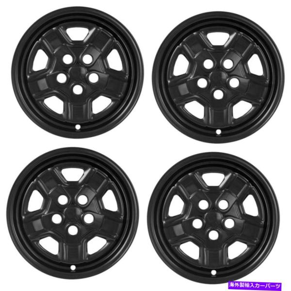 Wheel Covers Set of 4 リム07から17ジープPatrのためのシミュレータをカバー5スポーク16" ブラックホイールスキンハブキャップ 16" Black Wheel Skins Hub Caps 5 Spoke Rim...