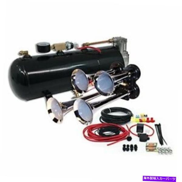 Train Horn MPCのB1 0419 4トランペット列車エアホーンキットは、ほぼすべての車のトラック車のJeに適合します... MPC B1 0419 4 Trumpet Train Air Horn Kit Fits Almost...