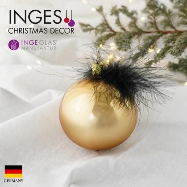 オーナメント ドイツINGE-GLASRMANUFAKTUR（インゲ・グラス）のKugel　Gentle Feather　amber gold glanz[ボールオーナメント　フェザー　アンバーゴールド] ハンドメイドオーナメントオーナメン...