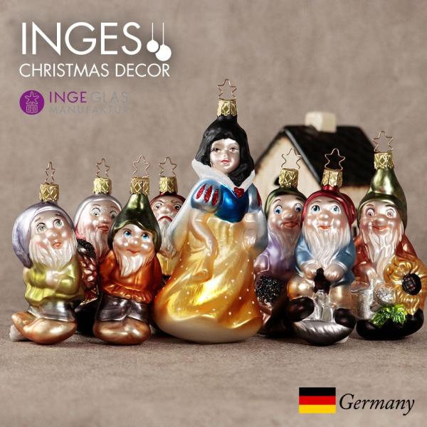 オーナメント ドイツINGE-GLASRMANUFAKTUR（インゲ・グラス）の2019年モデルおとぎの国ラインSchneewittchen und die 7 Zwerge[白雪姫と7人の小人の8点セット] ハンドメイドオーナメントオーナ...