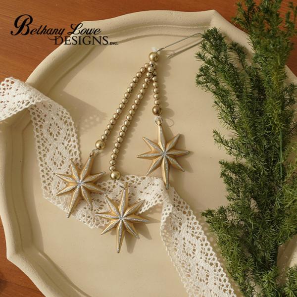 八角の星（八芒星）のダングルオーナメントです。Bethany Lowe Designs ,ベサニー・ロウ・デザインズ ,クリスマスツリー ,クリスマスイルミネーション ,クリスマス雑貨 ,デコレーション ,クリスマス ,クリスマスツリー ,...