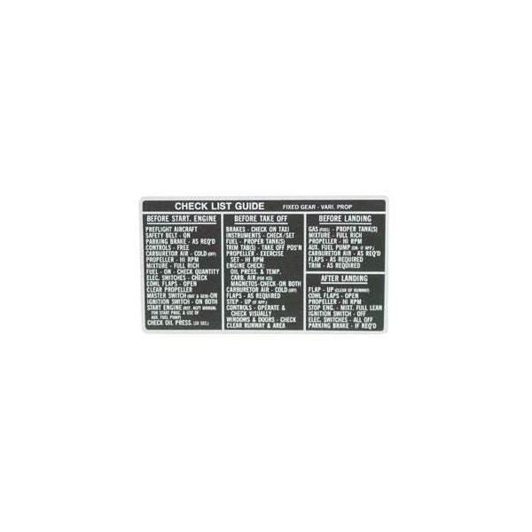 アメリカ製輸入プラカード約５cm×12,7cmほとんどのシングルエンジン航空機に適合するように設計されています。 このプラカードは剥離接着剤で裏打ちされています。