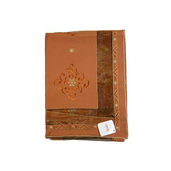 金糸刺繍がゴージャス。端の手前部分が６ｃｍ程度透ける凝ったデザインです。ポリエステルなので、おウチでのお洗濯もできます。 ■新品■サイズ：四角８５ｘ８５ｃｍ(参考画像の丸テーブルは９０ｃｍです。)■１００％ポリエステル※送料はご注文金額に応...