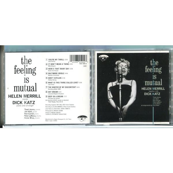 THE FEELING IS MUTUAL HELEN MERRILL ヘレン・メリル/CD 中古 セル版/e0402セル版です。レンタル落ちではありません。ディスクはクリーニング済みです。歌詞カードにシミ汚れがございます。ケース交換済です...