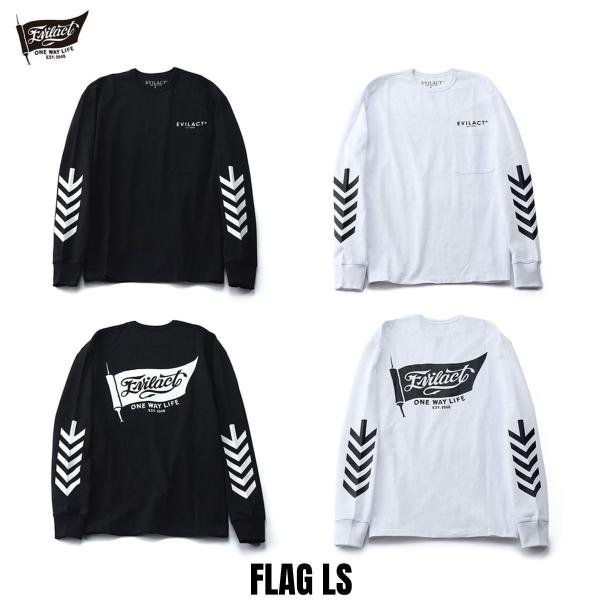 EVILACT ORIGINAL FABRIC ポケット上のロゴとバックのフラッグロゴ、両袖のONE WAY LIFE ICONが特徴的なロングスリーブTシャツ。【サイズスペック】※寸法に若干の誤差が生じる場合がございます。【Sサイズ】着丈...