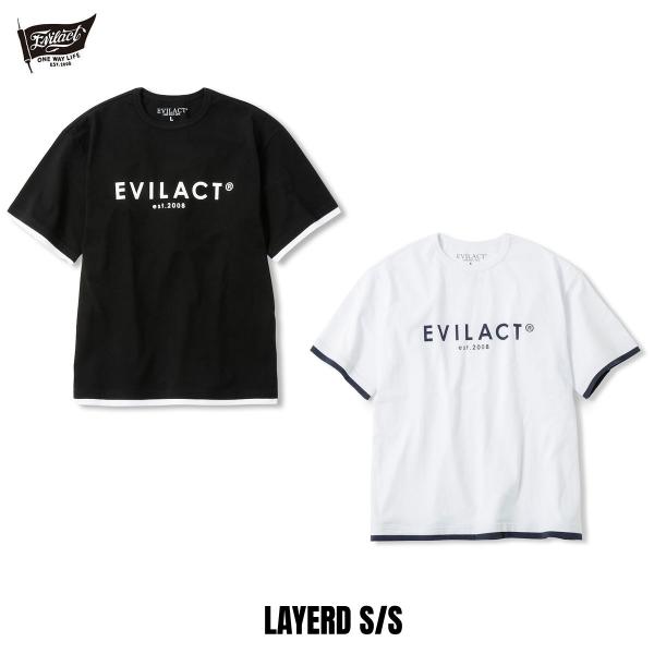 EVILACT ORIGINALのTEXITILEで製作したSHORT SLEEVE T-SHIRT。高品質なオープンエンド糸とコットン糸で編み込んだ独自の生地は保温性と通気性に優れています。両袖と裾に遊び心のあるギミックを施し重ね着のよう...